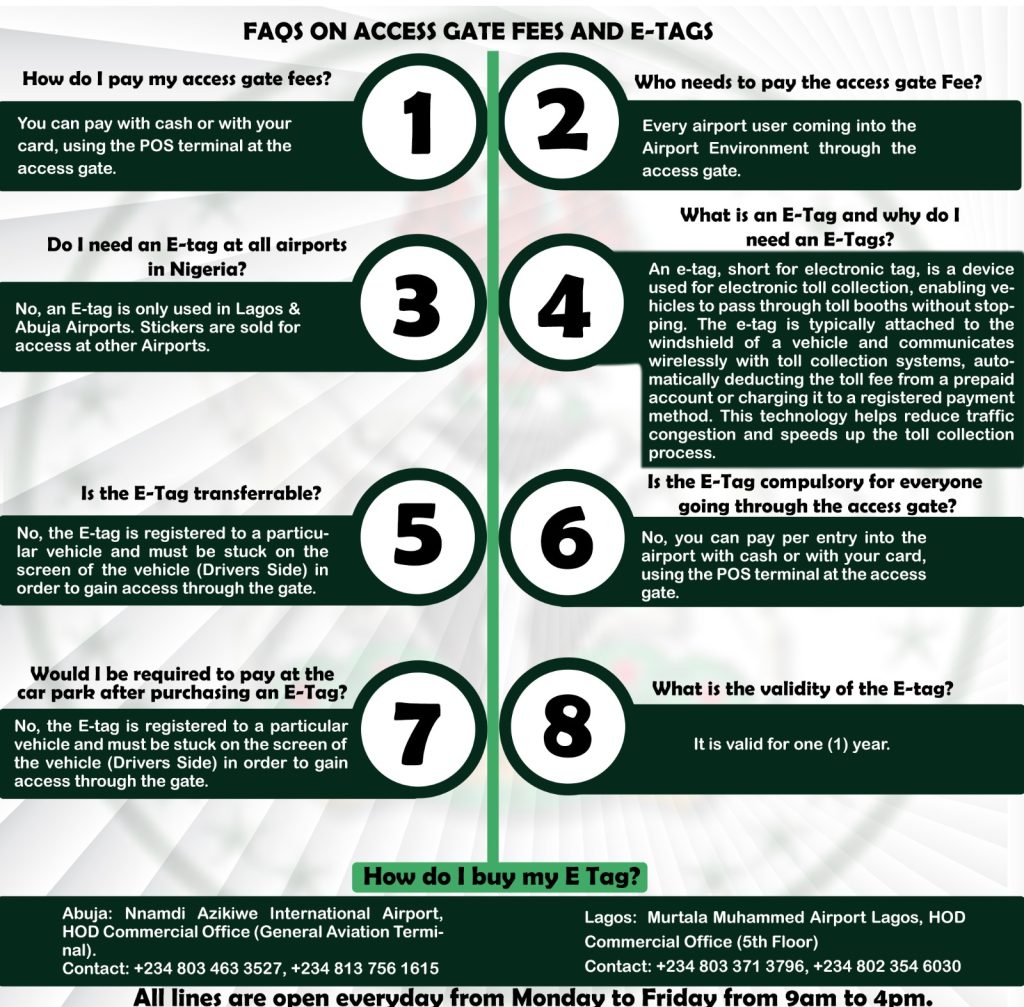 FAAN Provides Clarity, Shares FAQS ON ACCESS GATE FEES AND E-TAGS ...