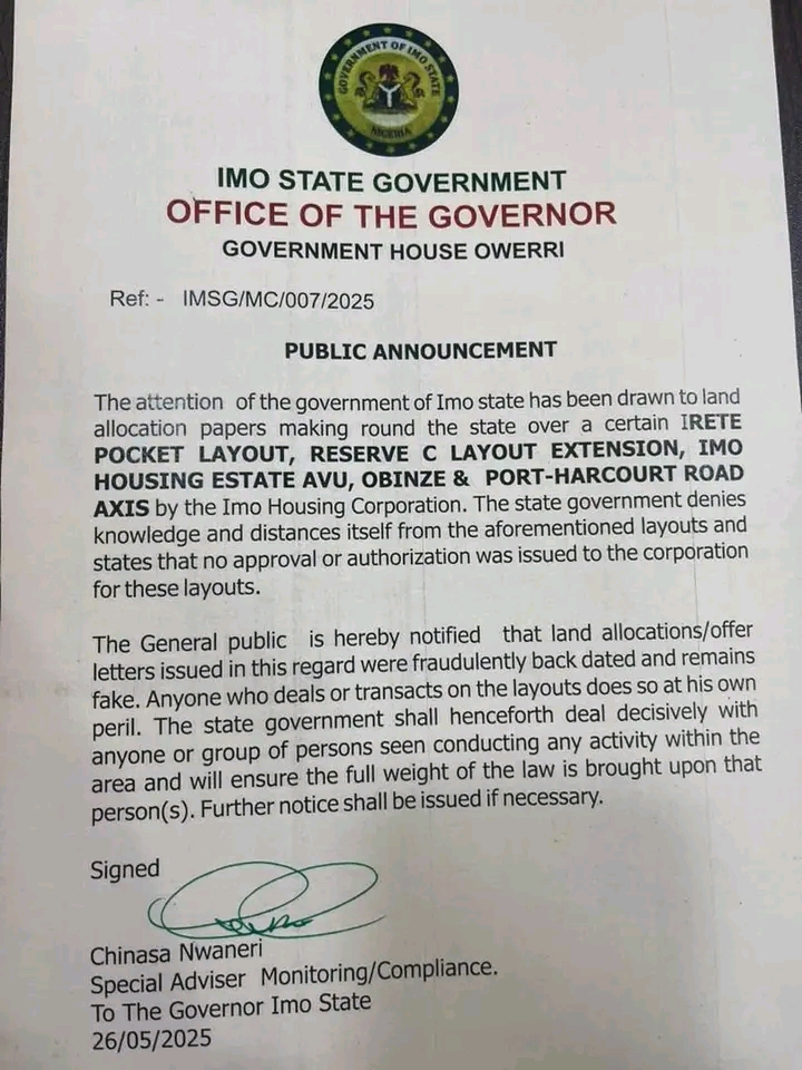Imo Govt Raises Alarm Over Fake Land Papers - Street News